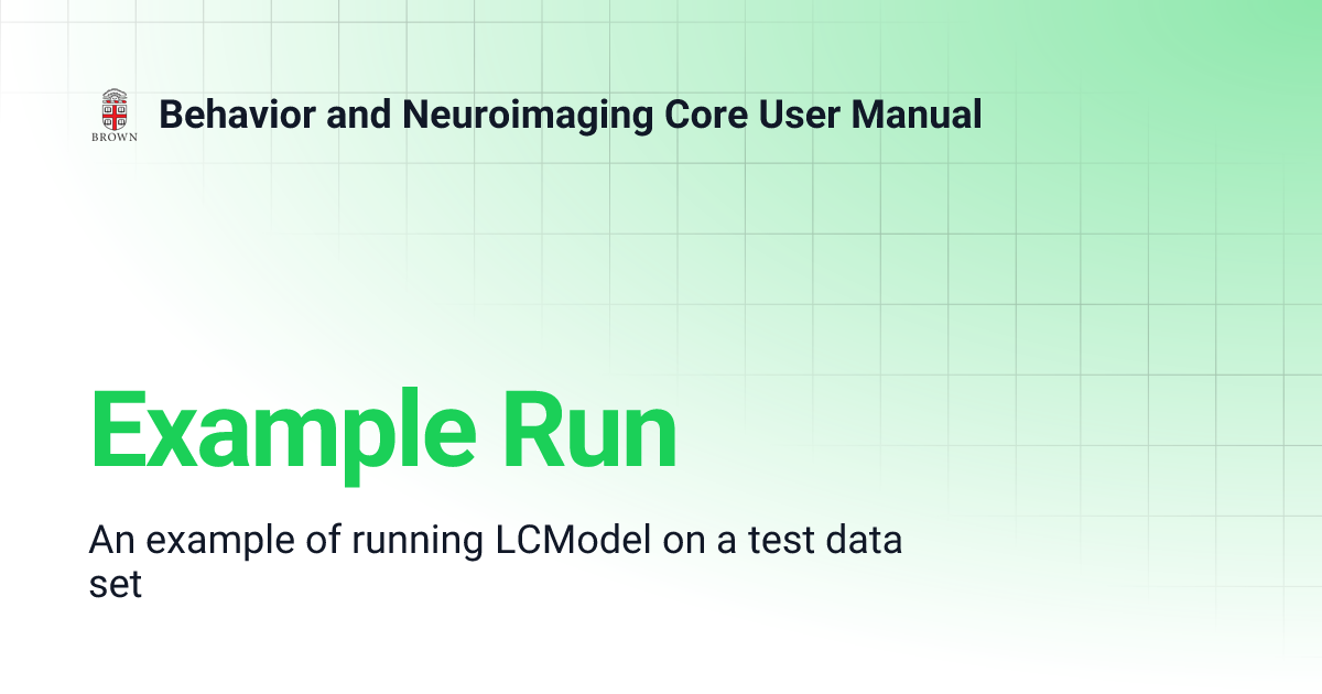 Example Run | Behavior and Neuroimaging Core User Manual