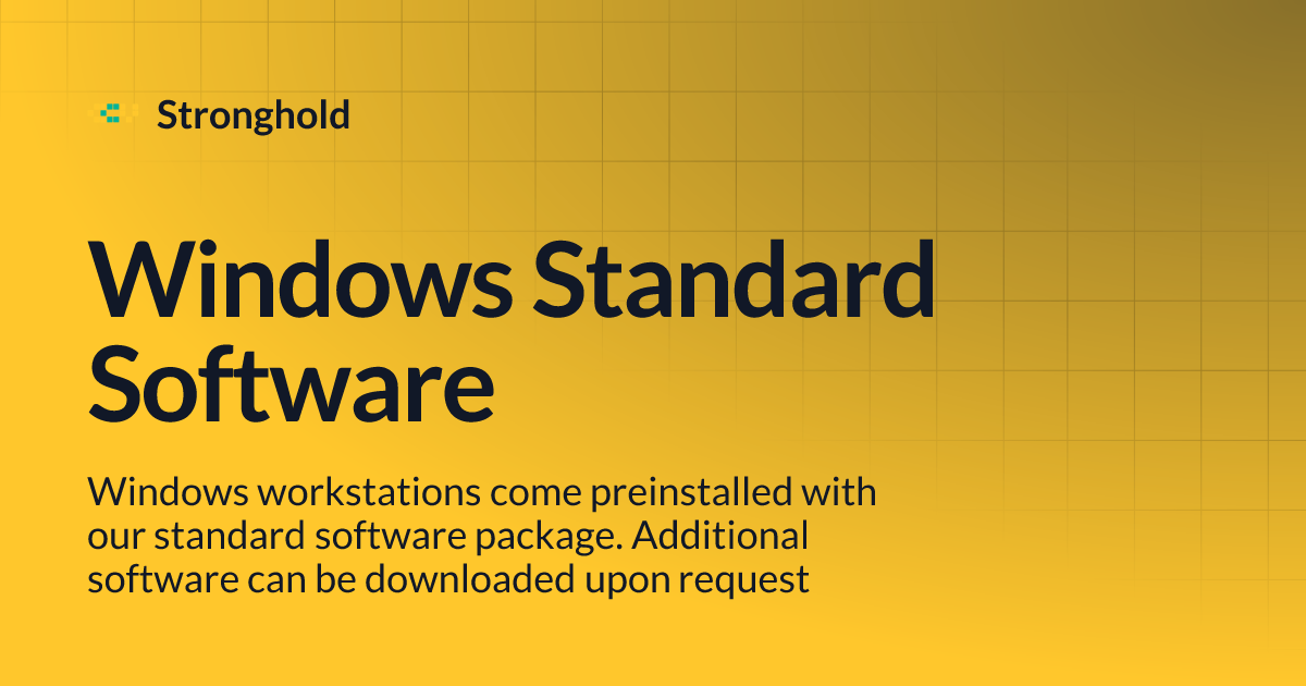 Windows Standard Software | Stronghold